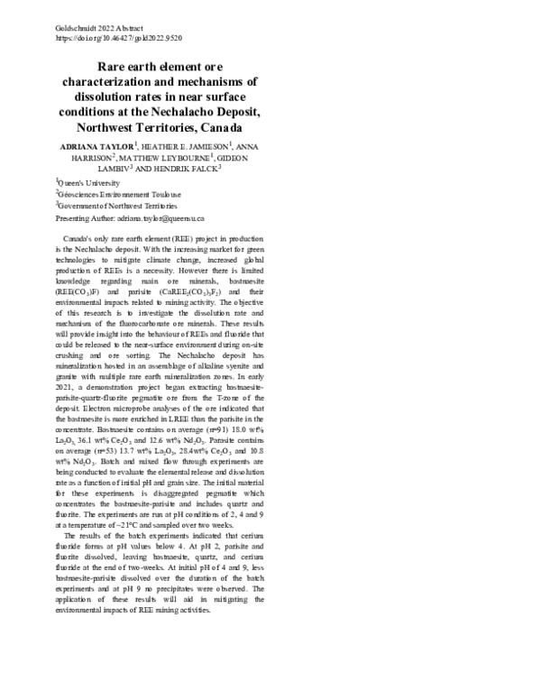 (PDF) Rare earth element ore characterization and mechanisms of ...