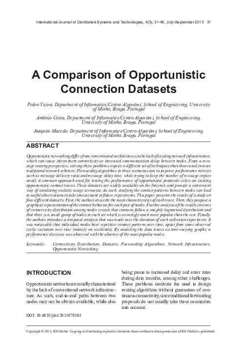 (PDF) A Comparison of Opportunistic Connection Datasets