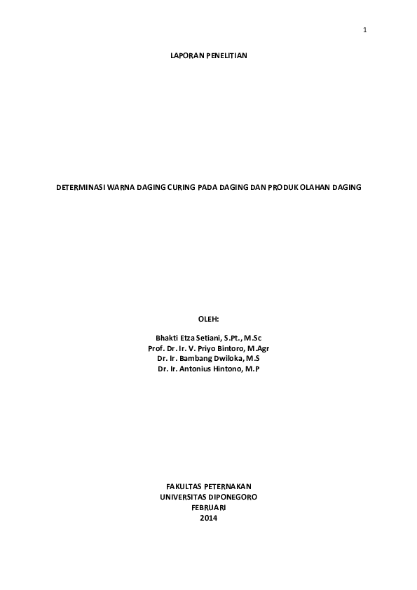 (PDF) Determinasi Warna Daging Curing Pada Daging dan Produk Olahan Daging