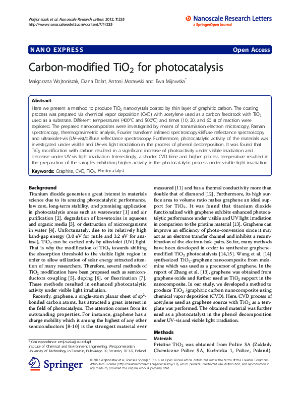 (PDF) Carbon-modified TiO2 for photocatalysis