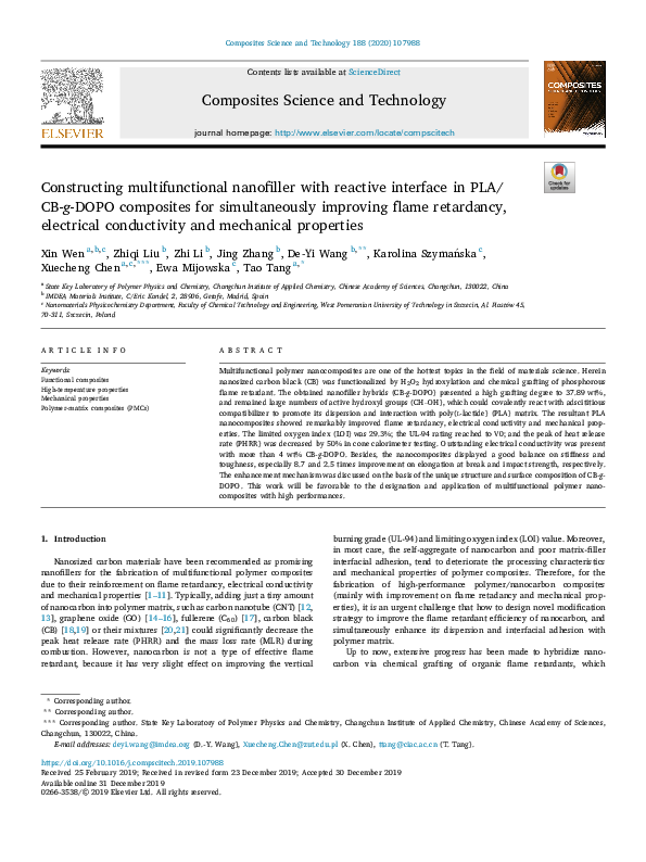 Constructing multifunctional nanofiller with reactive interface in PLA ...