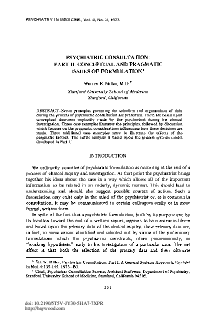 (PDF) Psychiatric Consultation: Part II. Conceptual and Pragmatic ...