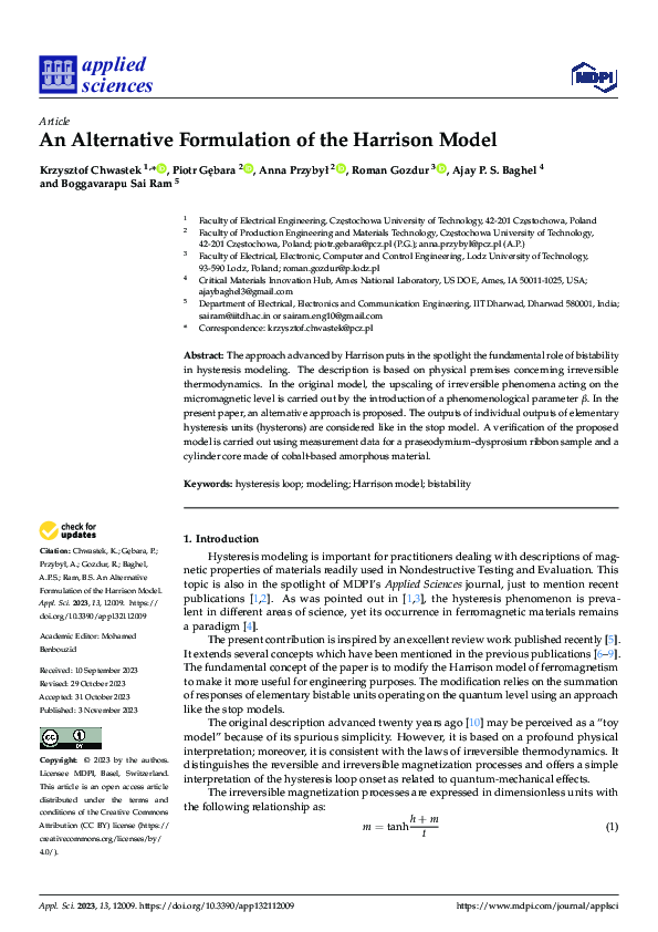 (PDF) An Alternative Formulation of the Harrison Model