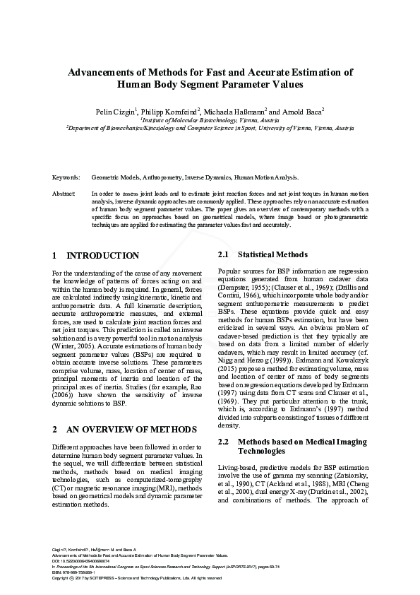 (PDF) Advancements of Methods for Fast and Accurate Estimation of Human ... (PDF) Advancements of Methods for Fast and Accurate Estimation of Human ...