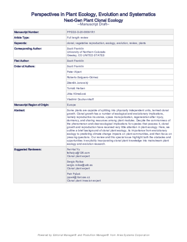 (PDF) Next-gen plant clonal ecology