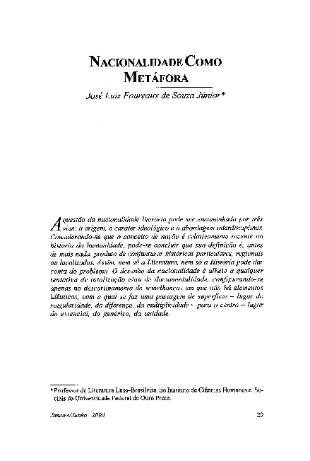 (PDF) Nacionalidade Como Metáfora