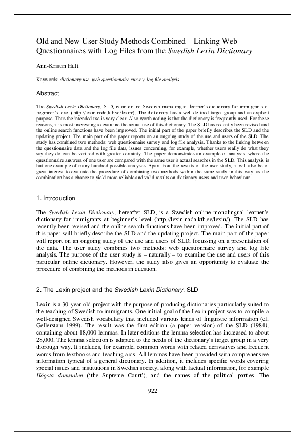 (PDF) Old and new user study methods combined – linking web ...