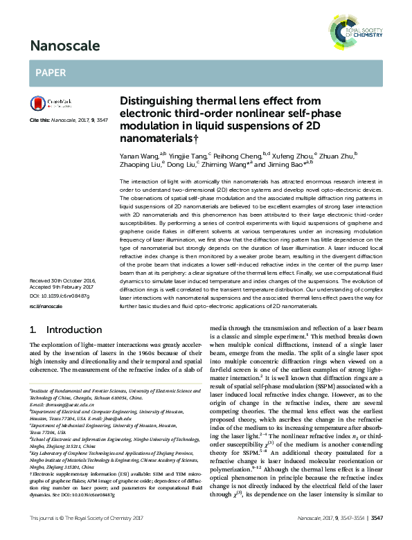 (PDF) Distinguishing thermal lens effect from electronic third-order ...