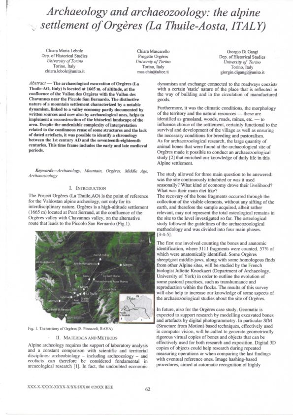 (PDF) Archaeology and archaeozoology: the alpine settlement of Orgères ...