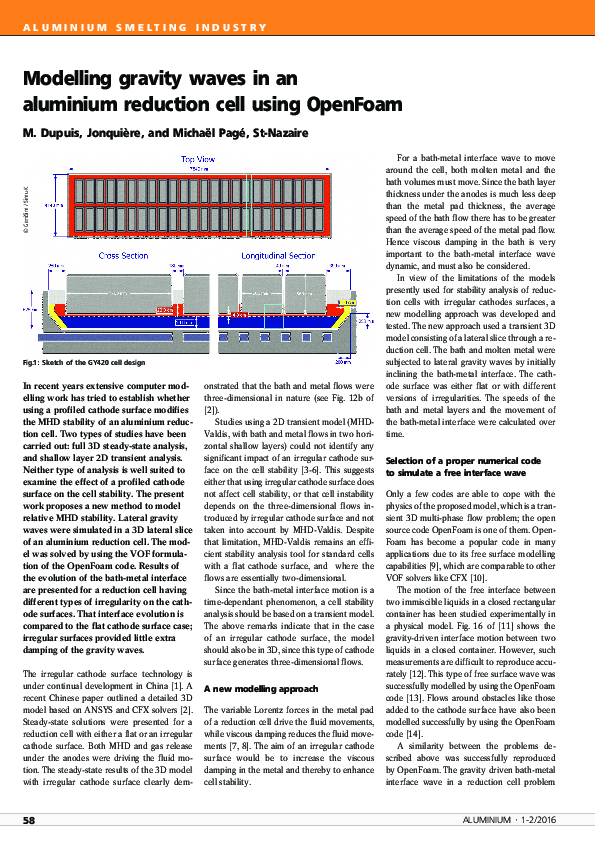 Pdf Modelling Gravity Waves In An Aluminium Reduction Cell Using Openfoam