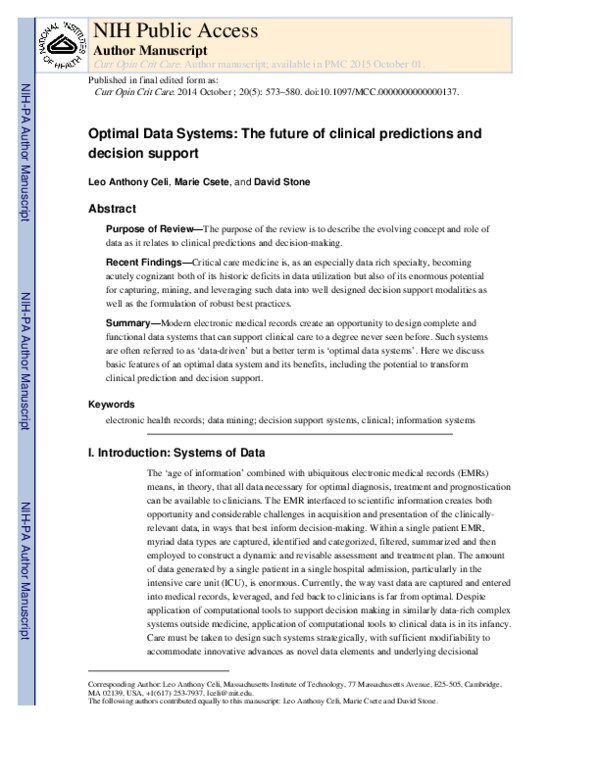 (PDF) Optimal data systems