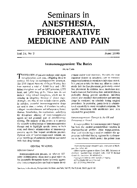 (PDF) Immunosuppression: The basics