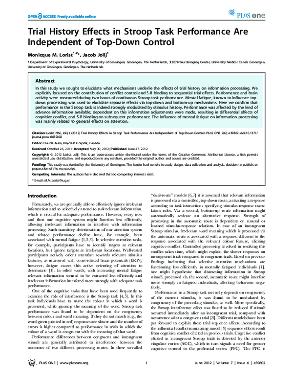 (PDF) Trial history effects in stroop task performance are independent ...