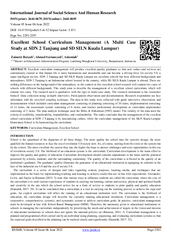 (PDF) Excellent School Curriculum Management (A Multi Case Study at SDN 2 Tanjung and SD SILN ...