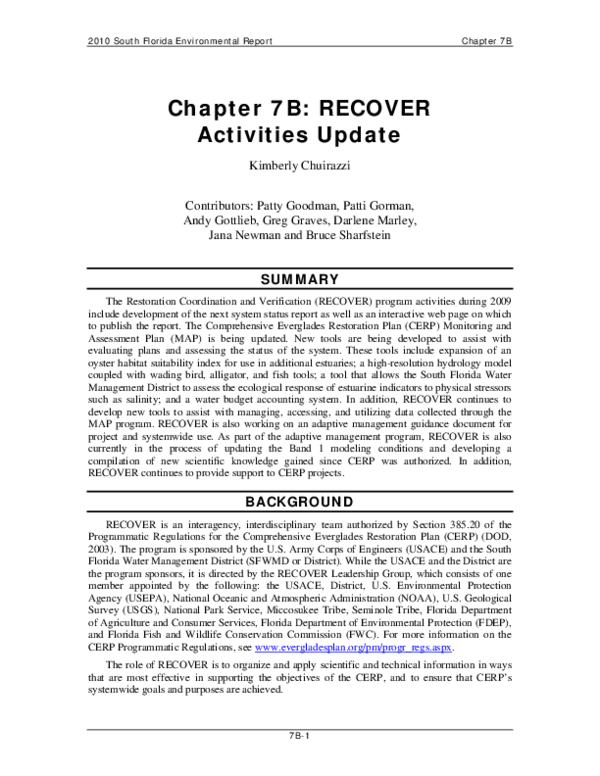 (PDF) Chapter 7B: RECOVER Activities Update