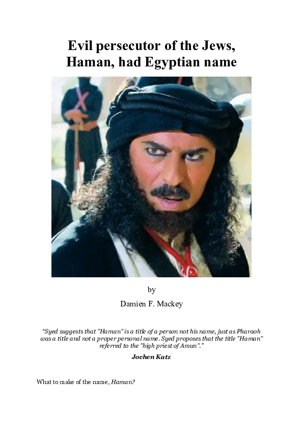 (DOC) Evil persecutor of the Jews, Haman, had Egyptian name