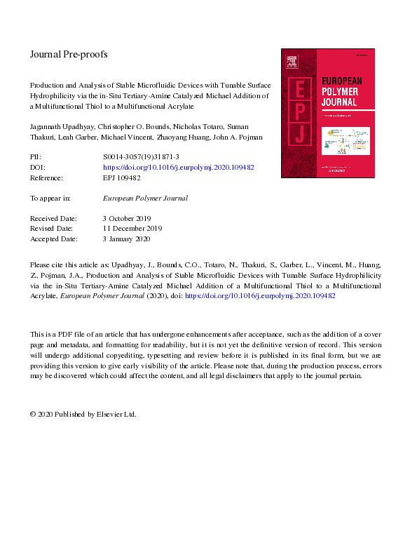 (PDF) Production and analysis of stable microfluidic devices with ...