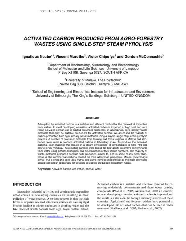 (PDF) Activated Carbon Produced from Agro-Forestry Wastes Using Single ...