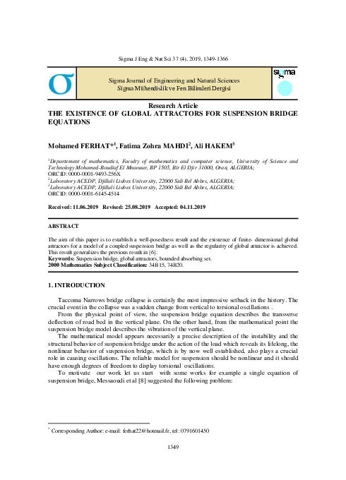 (PDF) The Existence of Global Attractors for Suspension Bridge Equations