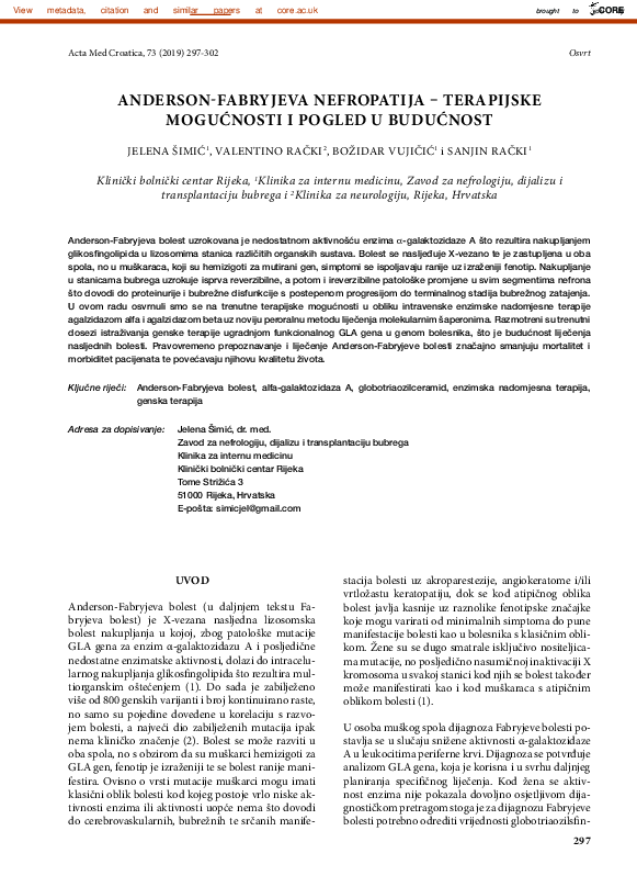(PDF) Anderson-Fabry Nephropathy – Current Therapeutic Options and ...