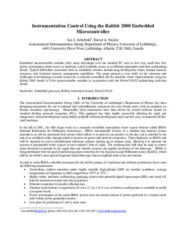 (PDF) Instrumentation control using the Rabbit 2000 embedded ...
