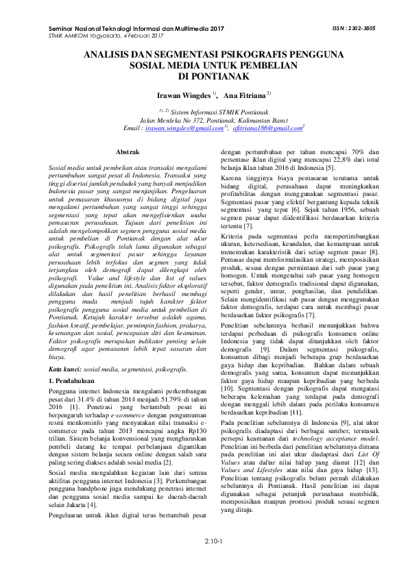 (PDF) Analisis Dan Segmentasi Psikografis Pengguna Sosial Media Untuk ...