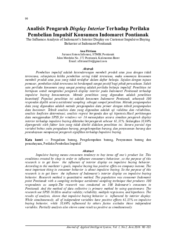 (PDF) Analisis Pengaruh Display Interior Terhadap Perilaku Pembelian ...