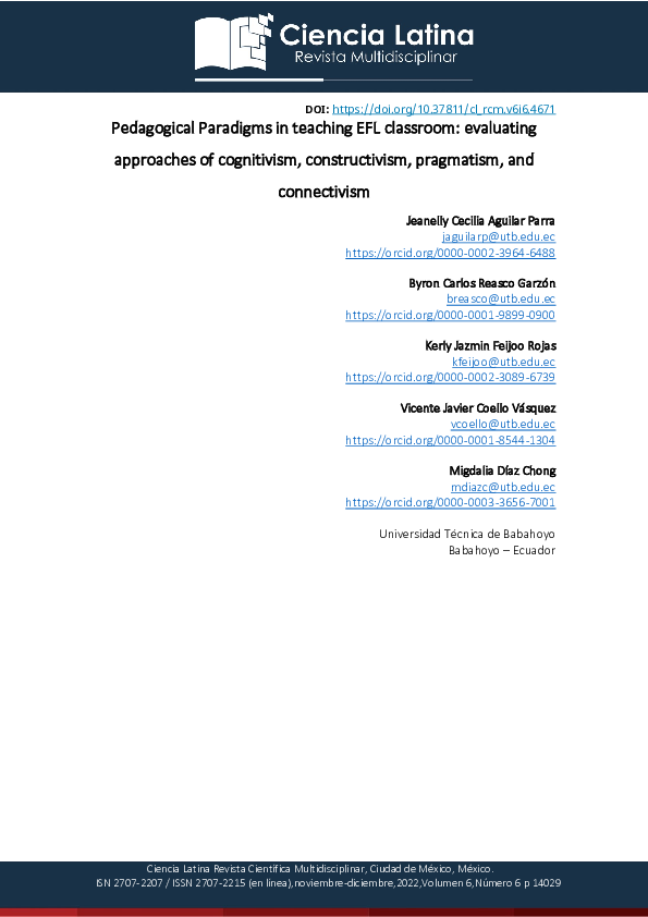 (PDF) Pedagogical Paradigms in teaching EFL classroom: evaluating ...