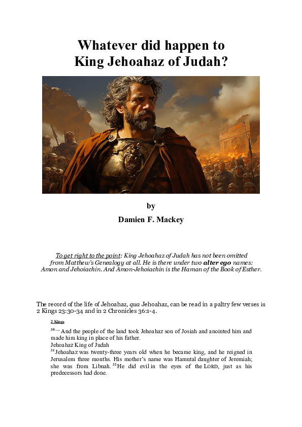 (DOC) Whatever did happen to King Jehoahaz of Judah?