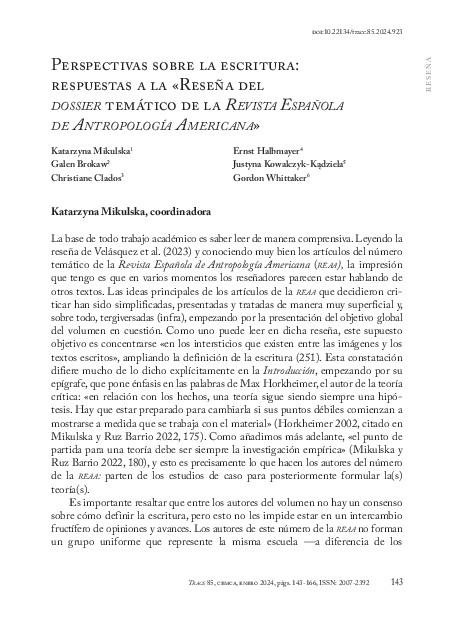 (PDF) Perspectivas sobre la escritura: respuestas a la «Reseña del ...