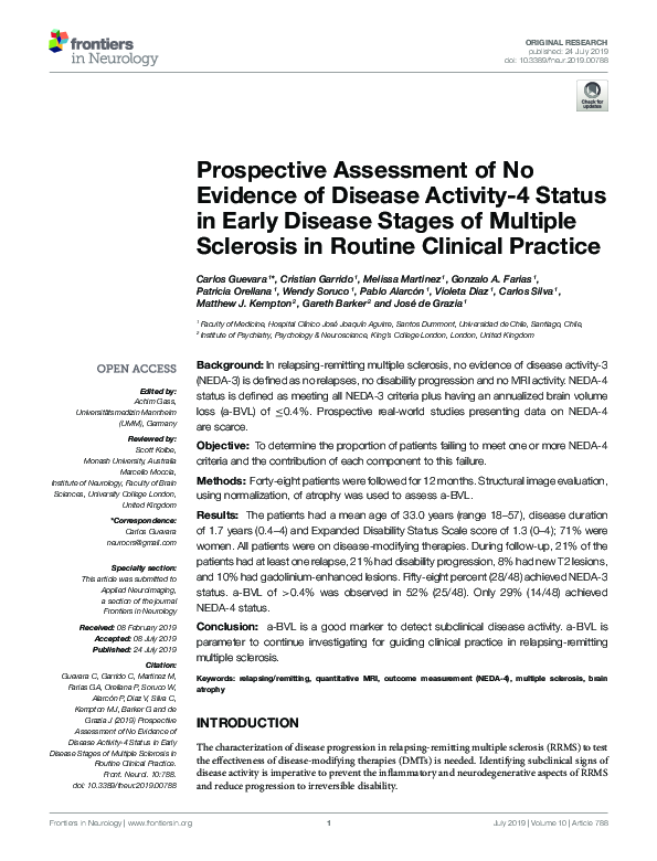(PDF) Prospective Assessment of No Evidence of Disease Activity-4 Status in Early Disease Stages ...