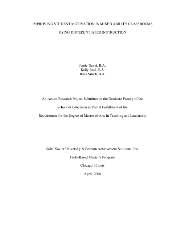 (PDF) Improving Student Motivation in Mixed Ability Classrooms Using Differentiated Instruction