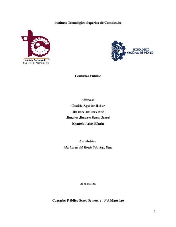 (PDF) Instituto Tecnológico Superior de Comalcalco