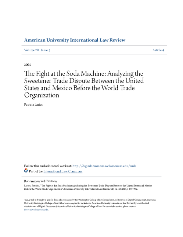 (PDF) The Fight at the Soda Machine: Analyzing the Sweetener Trade ...
