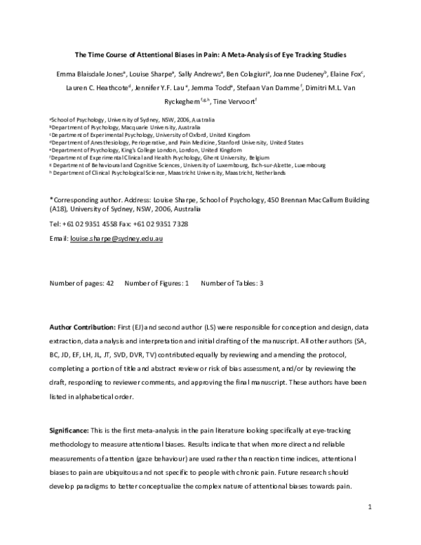 (PDF) The time course of attentional biases in pain: a meta-analysis of eye-tracking studies