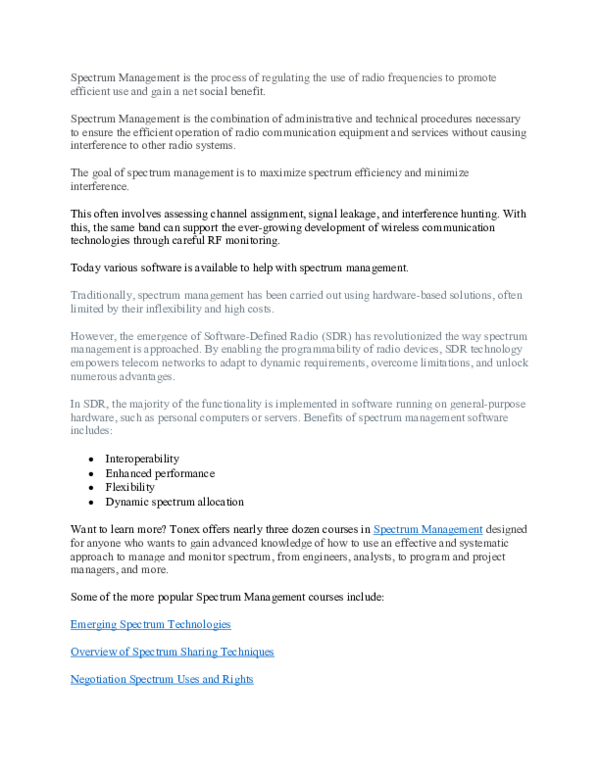 (DOC) Spectrum Management: To Maximize Spectrum Efficiency (DOC) Spectrum Management: To Maximize Spectrum Efficiency