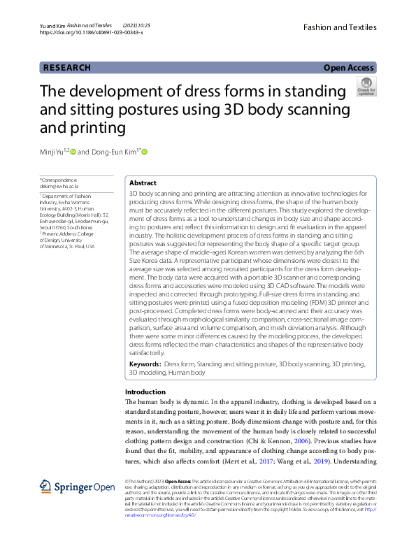 (PDF) The development of dress forms in standing and sitting postures ...
