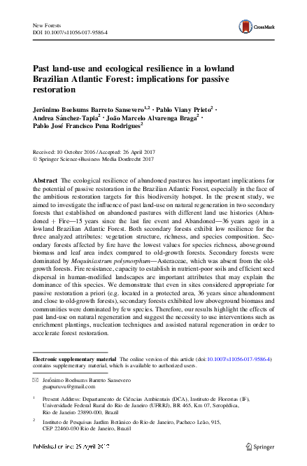 (PDF) Past land-use and ecological resilience in a lowland Brazilian ...