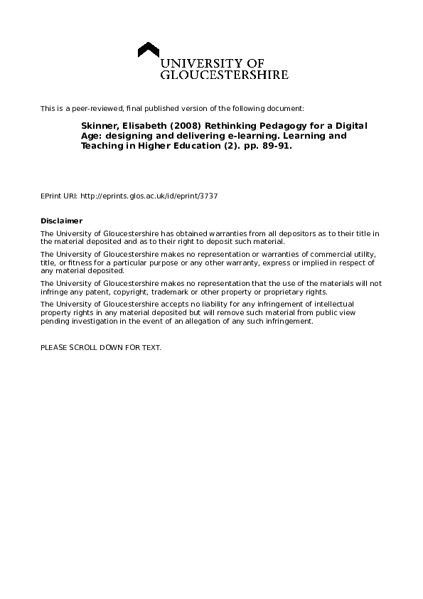 (PDF) Rethinking Pedagogy for a Digital Age: Designing and Delivering E ...