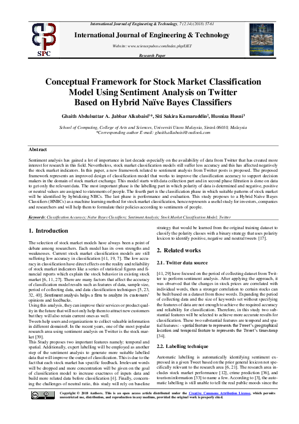 (PDF) Conceptual Framework for Stock Market Classification Model Using Sentiment Analysis on ...