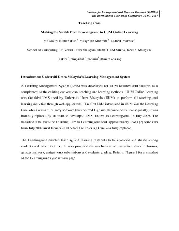 (PDF) Making the Switch from Learningzone to UUM Online Learning