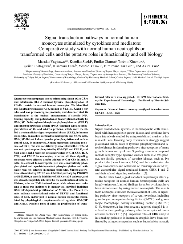 (PDF) Signal transduction pathways in normal human monocytes stimulated ...