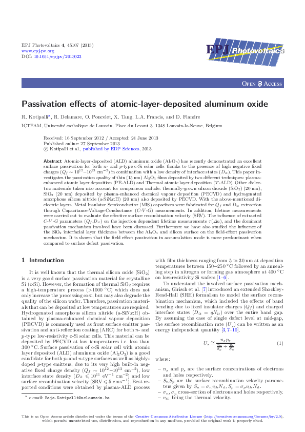 (PDF) Passivation effects of atomic-layer-deposited aluminum oxide