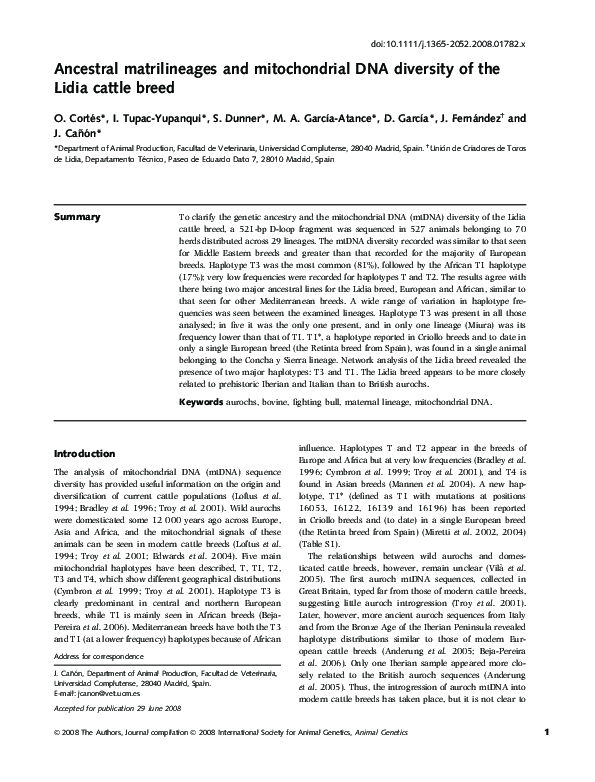(PDF) Ancestral matrilineages and mitochondrial DNA diversity of the ...