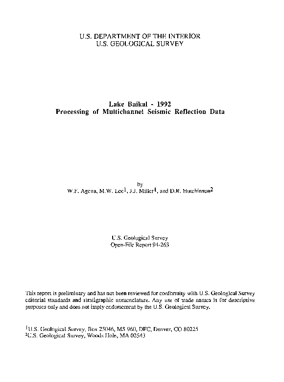 (PDF) Lake Baikal, 1992; processing of multichannel seismic reflection data