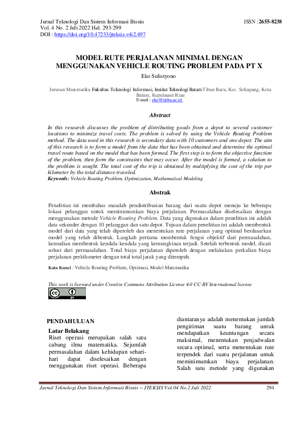 (PDF) Model Rute Perjalanan Minimal Dengan Menggunakan Vehicle Routing ...