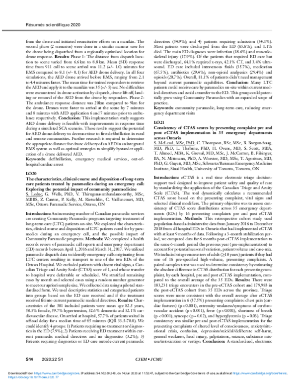 (PDF) LO21: Consistency of CTAS scores by presenting complaint pre and ...