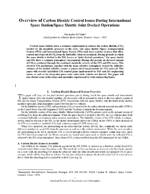 (PDF) Overview of Carbon Dioxide Control Issues During International ...