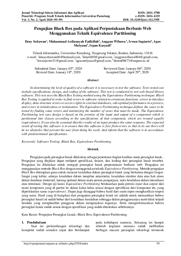 (PDF) Pengujian Black Box pada Aplikasi Perpustakaan Berbasis Web Menggunakan Teknik Equivalence ...