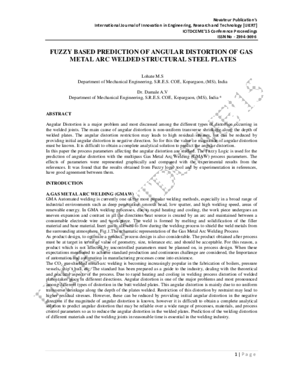 (PDF) Fuzzy Based Prediction of Angular Distortion of Gas Metal Arc ...